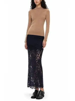 Rabanne Midi Skirt In Lace And Jersey