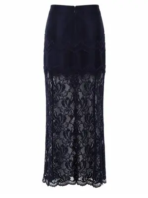 Rabanne Midi Skirt In Lace And Jersey