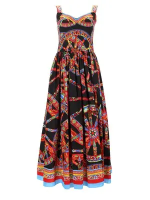 Dolce & Gabbana Abito Lungo In Popeline Con Stampa