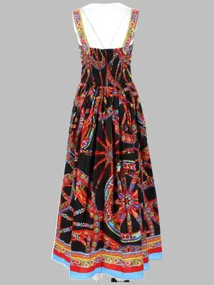 Dolce & Gabbana Abito Lungo In Popeline Con Stampa