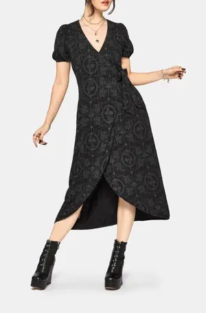 DISTURBIA Cameo Floral Printed Wrap Midi Dress