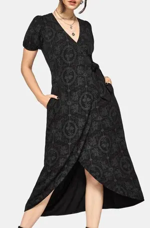 DISTURBIA Cameo Floral Printed Wrap Midi Dress