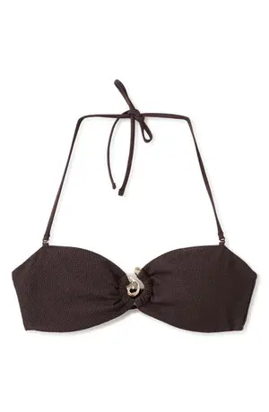 Mango Decorative Ring Bandeau Bikini Top - Brown