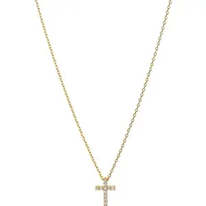 BEARFRUIT JEWELRY 14k Plated Aveline Crystal Cross Necklace Timeless Faith - Gold