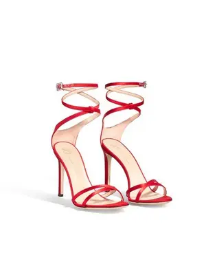 TEMPERLEY LONDON Vixen Satin Strappy Sandals - Red