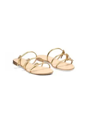 TEMPERLEY LONDON Eclipse Leather Flat Sandals - Gold