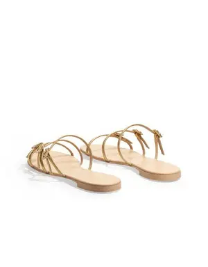 TEMPERLEY LONDON Eclipse Leather Flat Sandals - Gold