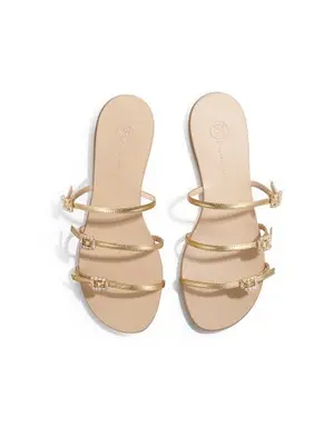 TEMPERLEY LONDON Eclipse Leather Flat Sandals - Gold