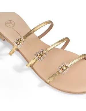 TEMPERLEY LONDON Eclipse Leather Flat Sandals - Gold