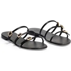 TEMPERLEY LONDON Eclipse Satin Flat Sandals - Black