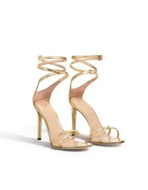 TEMPERLEY LONDON Vixen Leather Strappy Sandals - Gold