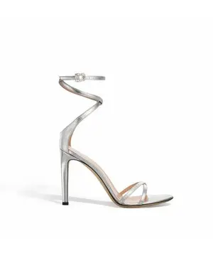 TEMPERLEY LONDON Vixen Leather Strappy Sandals - Silver