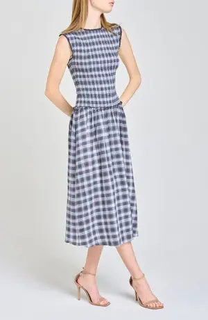 WAYF Adeline Smocked Cotton Midi Dress