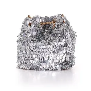 Badgley Mischka Piper Sequin And Bugle Bead Bucket Bag