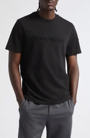 Moncler Logo Cotton T-shirt - Black