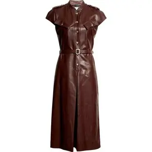 Alexander McQueen Leather Midi Shirtdress