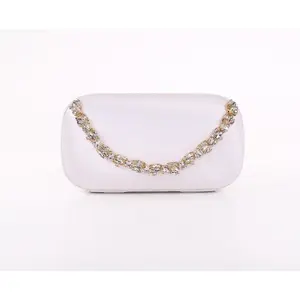 Badgley Mischka Celestine Satin Minaudiere With Crystal Necklace Handslip