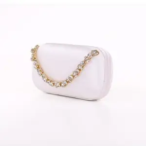 Badgley Mischka Celestine Satin Minaudiere With Crystal Necklace Handslip