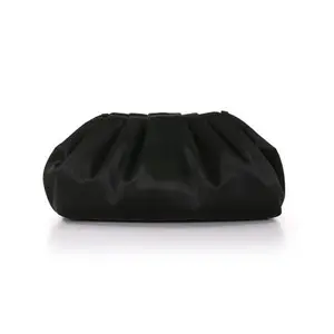 Badgley Mischka Audrey Silk Satin Zipper Top Pouch Clutch - Black
