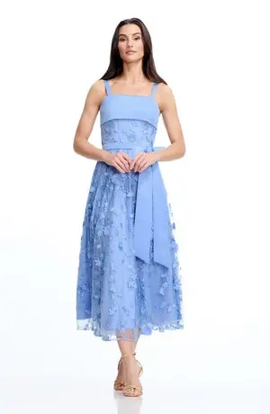 Dress The Population Leona Embroidered Tulle Midi Dress