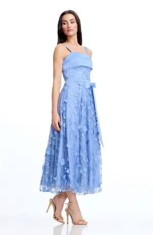 Dress The Population Leona Embroidered Tulle Midi Dress