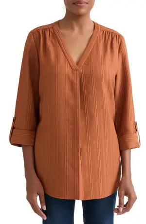 Jones New York Roll Tab Tunic Top - Maple Spice