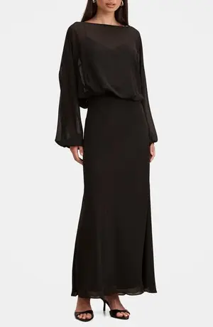 EVER NEW Helena Draped Long Sleeve Maxi Dress