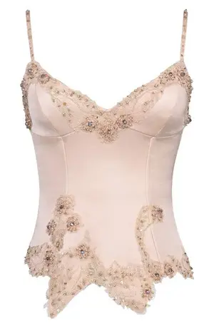 House Of Cb Saloma Embellished Satin Corset Top