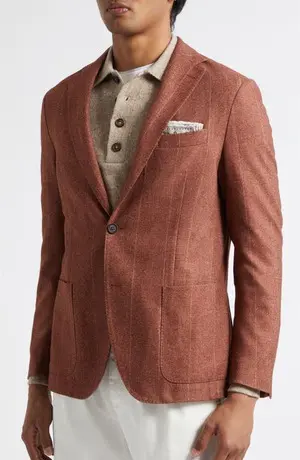 Eleventy Slim Fit Pinstripe Wool & Cotton Blend Sport Coat