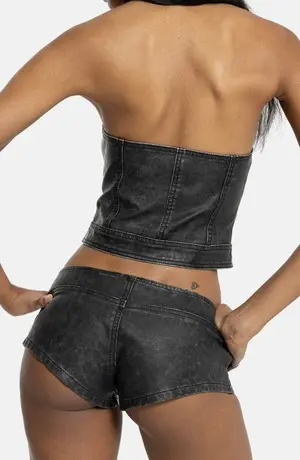 JADED LONDON Military Halter Faux Leather Top