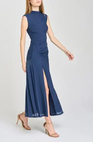 WAYF Sarielle Ruched Maxi Dress - Navy