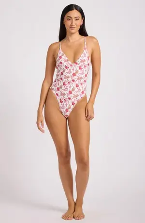 Seafolly Floral V-neck One-piece Swimsuit