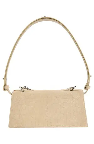 Alexander McQueen Mini Jeweled Croc Embossed Suede Top Handle Bag