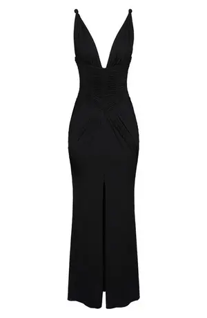 House Of Cb Tabitha Liquid Soft Jersey Plunge Neck Gown