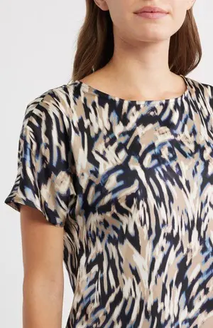 Anne Klein Print Bateau Neck Top