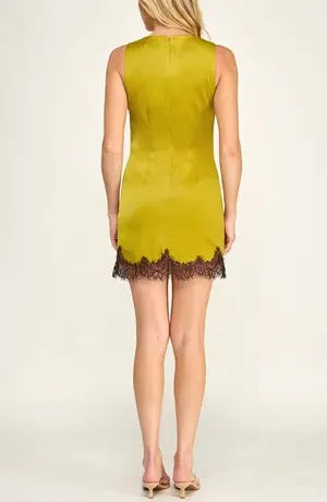 SOCIALITE Lace Trimmed Satin Minidress