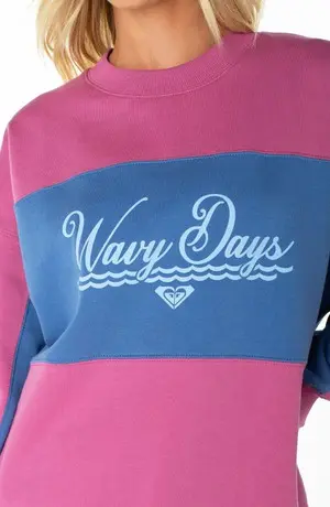 Roxy Lineup Colorblock Cotton Blend Sweatshirt