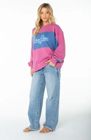 Roxy Lineup Colorblock Cotton Blend Sweatshirt