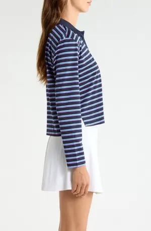 G/fore Striped Performance Long Sleeve Polo
