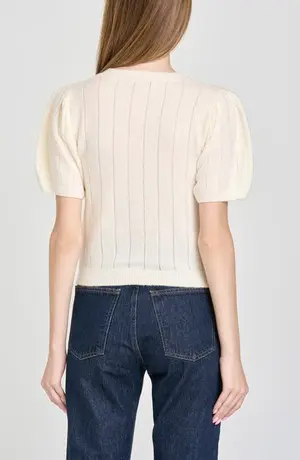 WAYF Bridget Puff Sleeve Cardigan - Ivory