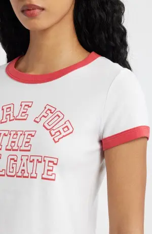 Junk Food Here For The Tailgate Graphic Ringer Tee