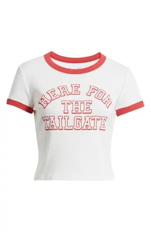 Junk Food Here For The Tailgate Graphic Ringer Tee