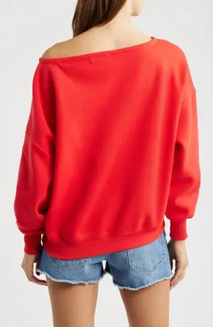 VINYL ICONS Tailgate Off The Shoulder Embroide Sweatshirt