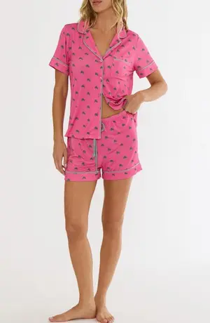 Beach Riot Milena Pajama Set Flamingo Fronds