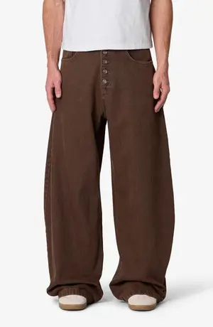 Mnml Exposed Shank Relaxed Barrel Leg Jeans - Brown