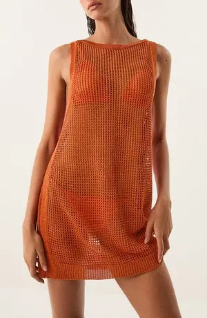 VIX PAULA HERMANNY Erika Knit Cover-up Minidress - Orange