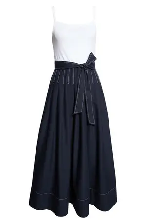 Cinq À Sept Olivia Mixed Media Midi Dress
