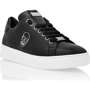 Philipp Plein Nappa Leather Lo-top Sneakers Skull - White/black
