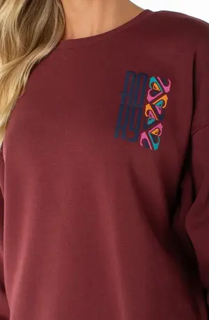 Roxy Graphic Print Crewneck Sweatshirt