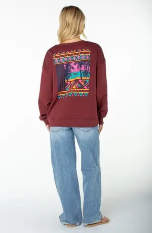 Roxy Graphic Print Crewneck Sweatshirt